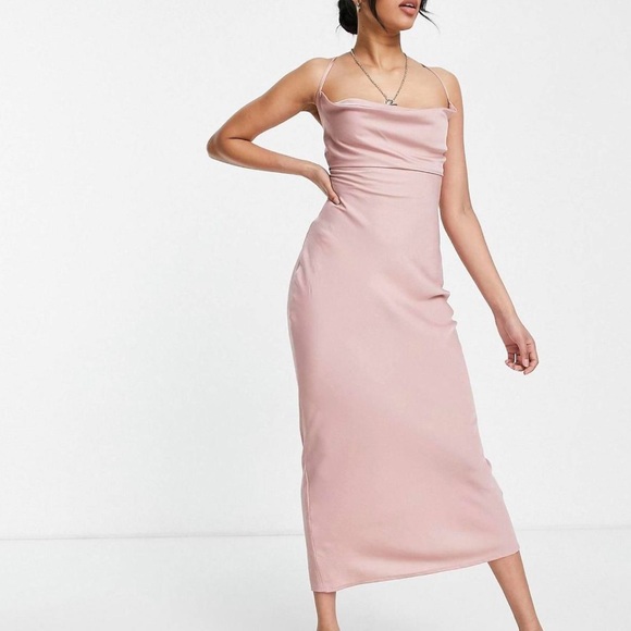 ASOS | Dresses | Like New Asos Satin Back Tie Slip Dress In Pastel Pink ...